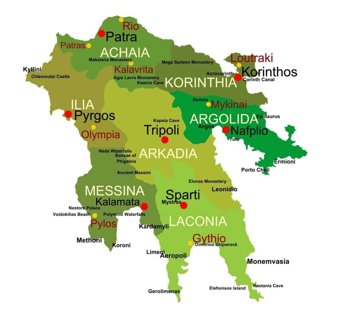 THE PELOPONNESE REGION OF GREECE